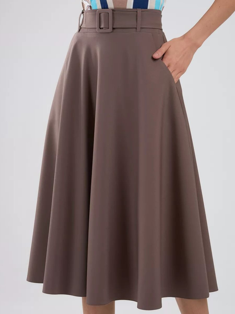 Юбка Женский Sherbi коричневый Туран солнце, размер 44 Молния На любой ...