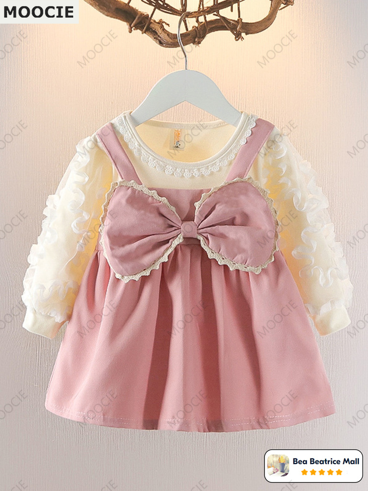 Платье Девочки MOOCIE пыльная роза Повседневный Длинный Хлопок, размер 100 купить c доставкой на ...