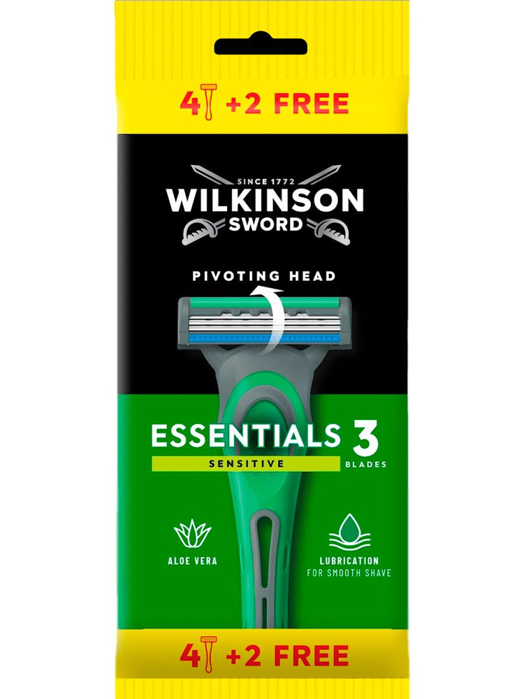 Wilkinson Sword Бритвы одноразовые ESSENTIALS 3 Sensitive (6 станков ...