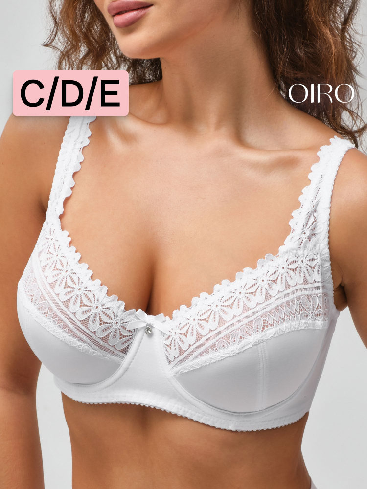 Бюстгальтер Женский OIRO на косточках, с мягкой чашкой, размер 85D белый иней Полиамид, Эластан ...