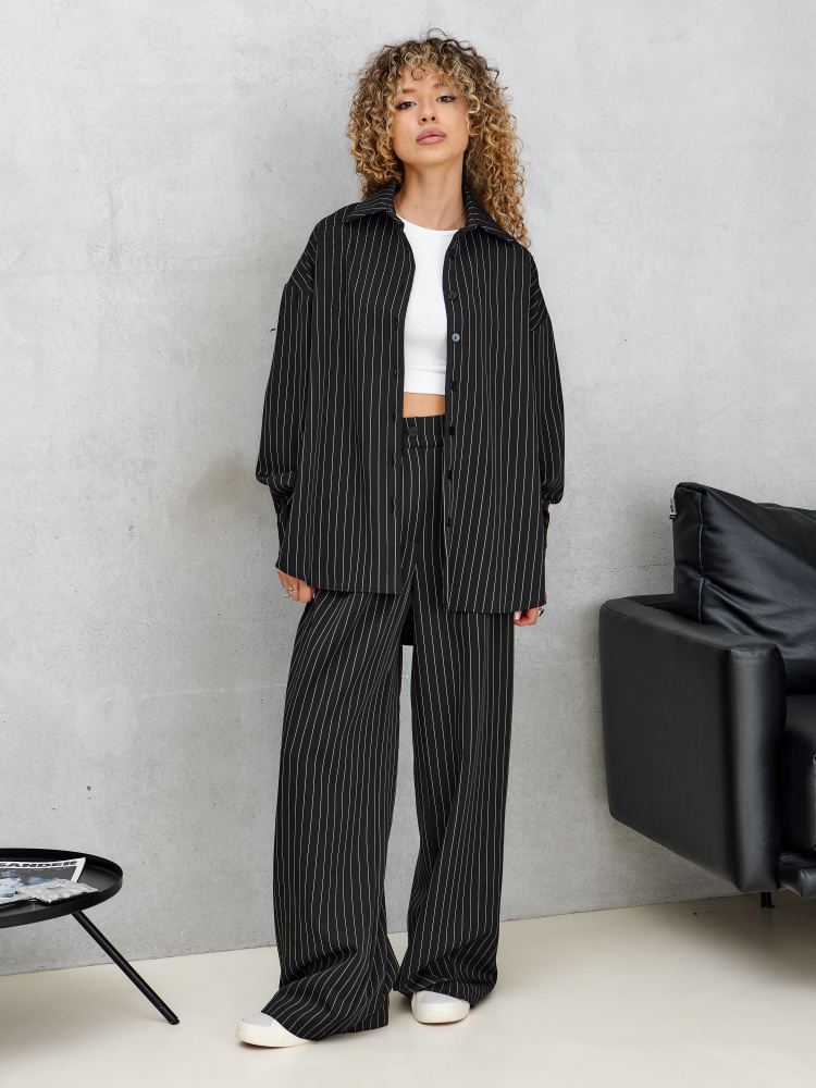 Костюм классический Женский k.mou Вечерний/праздничный брючный, двойка черный, размер 48 ...