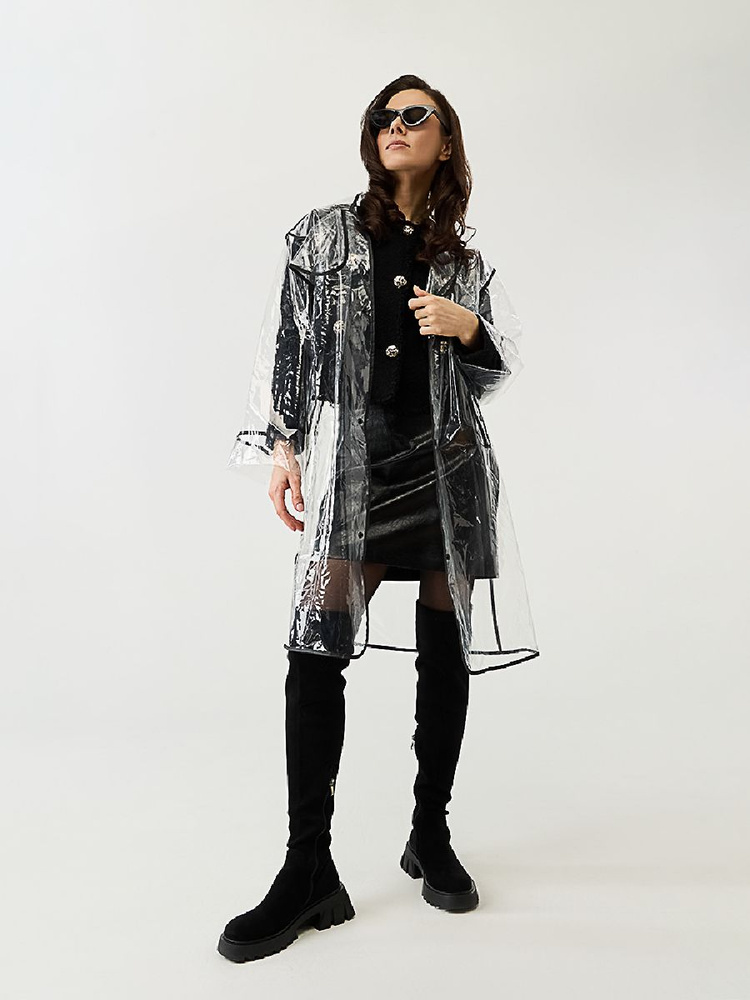 Дождевик Женский inbloom Капюшон прозрачный капюшон EVA, размер 100 Длинный Демисезон прямой ...