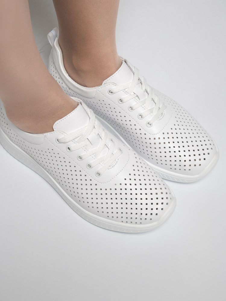 Полуботинки Женский Kari белый, размер 37 Лето G Шнурки Стандартный низкий (до 4 см) купить c ...