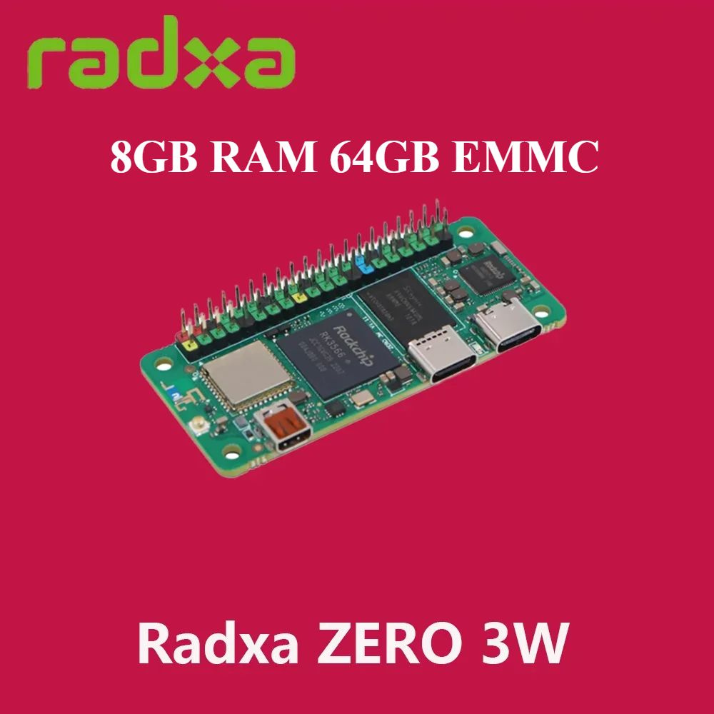 Radxa ZERO 3W 8GB RAM 64GB EMMC Board Quad-Core Arm Cortex -A55 RK3566 ...
