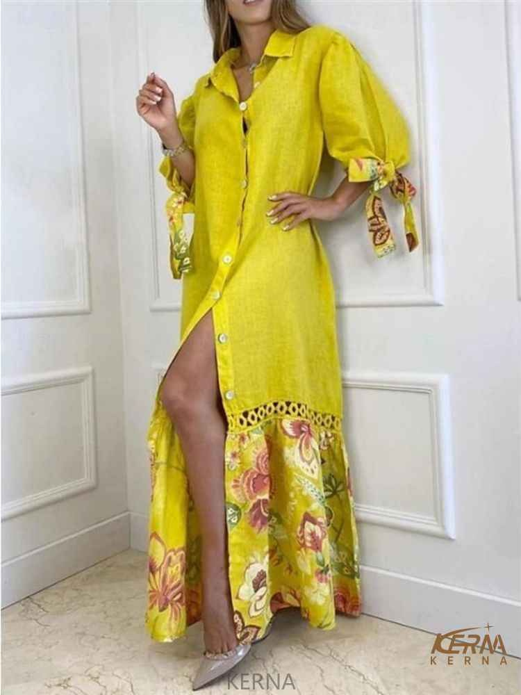 Платье Женский KERNA желтый Повседневный Три четверти Полиэстер, размер ...