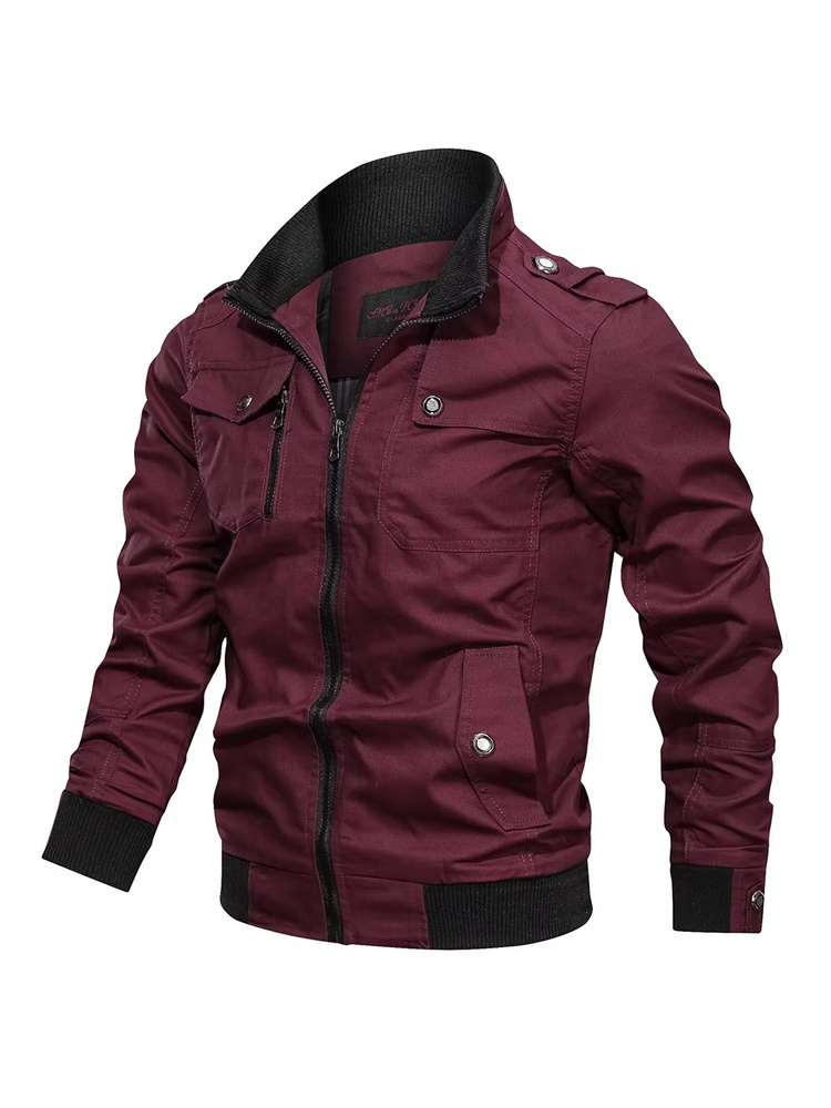 Куртка Мужской LEDUNTINO Карманы, Декоративные пуговицы винно-красный ...