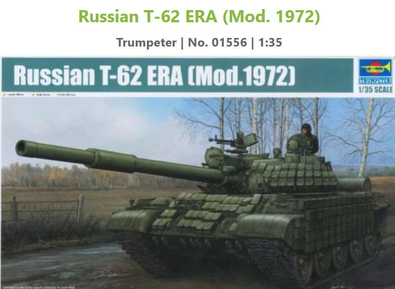 Trumpeter 01556 1/35 русский T-62 with ERA (Мод1972) Модель танка ...