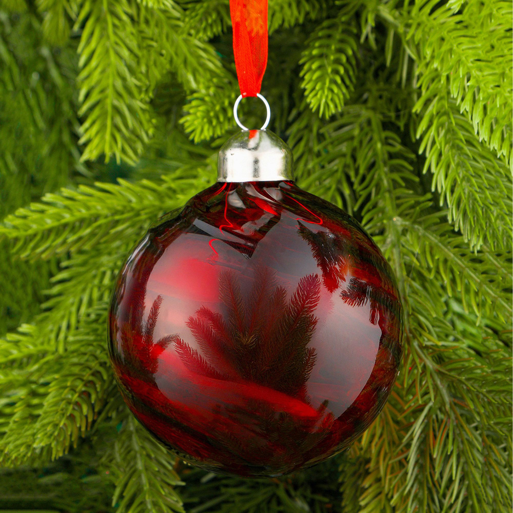 Елочная игрушка Шар стеклянный новогодний Yancheng Shiny красный D8 см ...