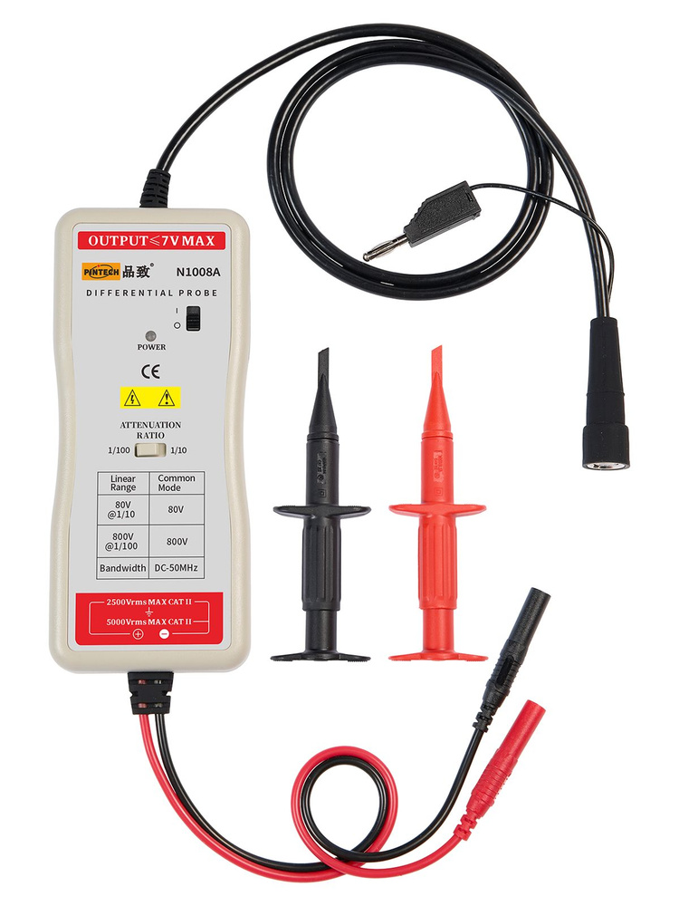 PINTECH N1008A Высоковольтный дифференциальный пробник, 50 МГц, 800 В ...