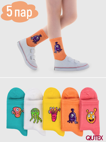 Комплект носков Девочки QUTEX, размер 23, 25 Хлопок, Полиамид Гимнастика, Ролики На любой сезон ...