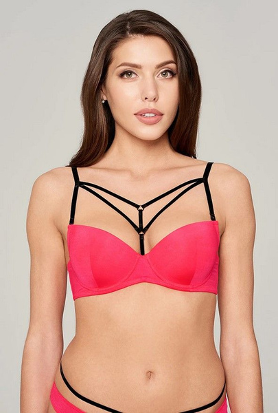 Бюстгальтер Женский Sensera балконет, пуш-ап, размер 75D розовый Полиамид, Эластан Повседневный ...