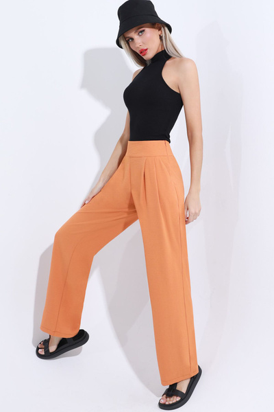 Брюки Женский DStrend оранжевый Полиэстер, Вискоза, размер 52 На любой сезон Россия купить c ...