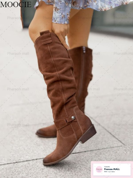 Сапоги Женский MOOCIE, размер 36 коричневый Зима Толстый каблук Молния купить c доставкой на ...