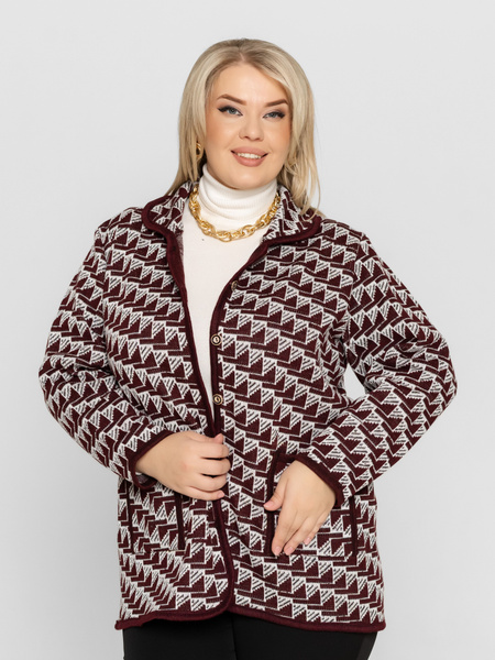 Кардиган Женский SAFI&AMI Collection бордовый Трикотаж, размер 52 Пуговицы Декоративные пуговицы ...