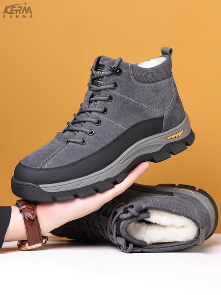 Полуботинки Мужской KERNA пепел, размер 44 Зима Шнурки Стандартный низкий (до 4 см) купить c ...