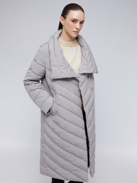 Пуховик Женский Zolla серый Полиэстер, размер 42 Длинный Демисезон Китай купить c доставкой на ...