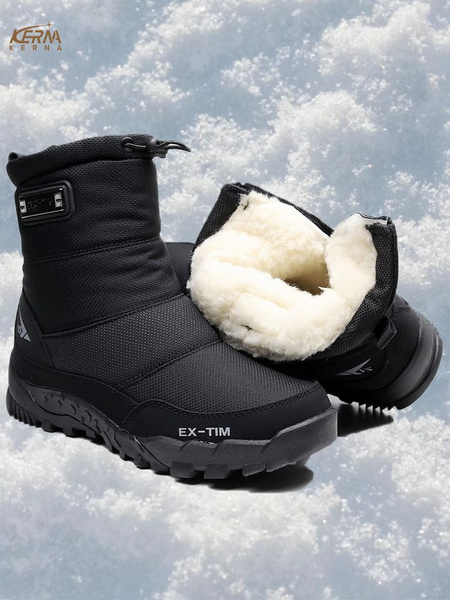 Сноубутсы Мужской KERNA черный Резина, Овечья шерсть Зима Молния R (средняя) Китай Цепочка ...
