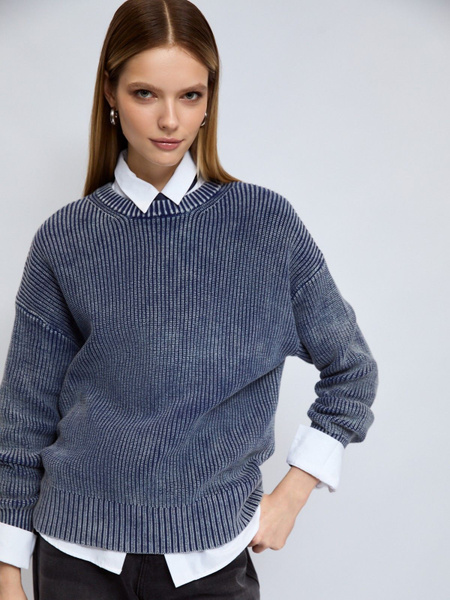 Свитер Женский Zolla голубой Хлопок, размер 42 Длинный Китай купить c доставкой на OZON по ...