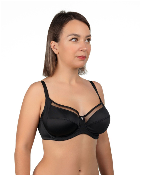 Бюстгальтер Женский Milavitsa, размер 85C черный Трикотаж Повседневный Китай Крючки Однотонный ...