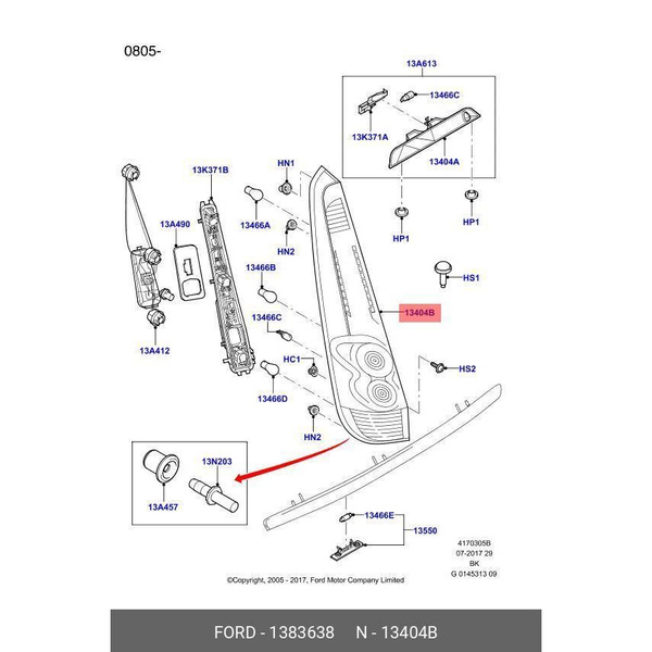 Фонарь задний fusion 2002-2012 FORD 1383638 купить на OZON по низкой ...