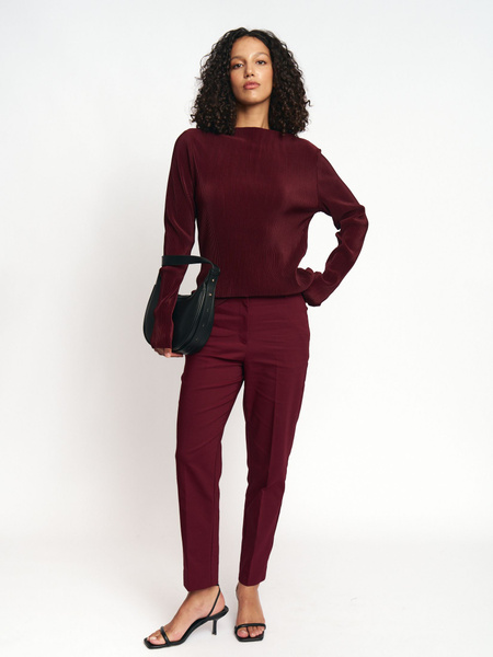 Брюки Женский Zolla слим бордовый Хлопок, Полиэстер Повседневный, размер 50 Демисезон, рост 164 ...