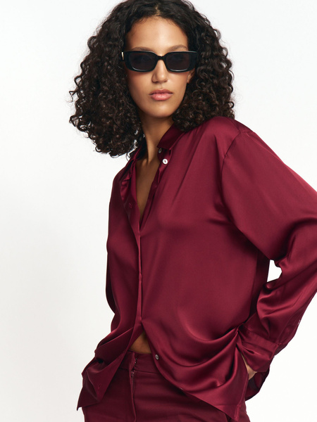 Рубашка Женский Zolla бордовый Длинный Полиэстер, Эластан, размер 42 Китай, рост 164-176 купить ...