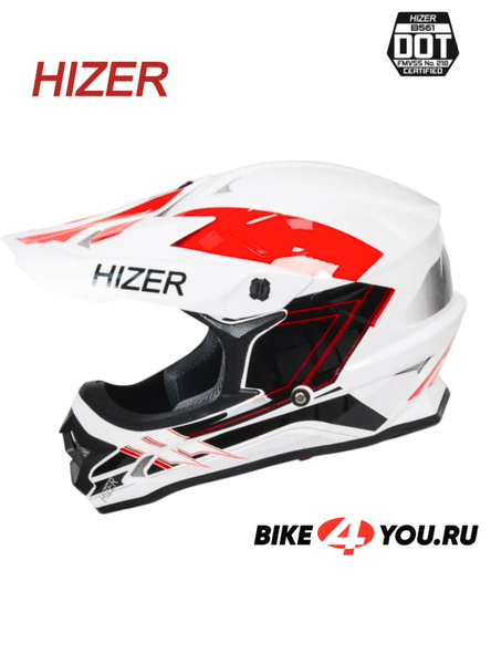 HIZER Мотошлем, цвет: белый, красный, размер: S купить на OZON по ...