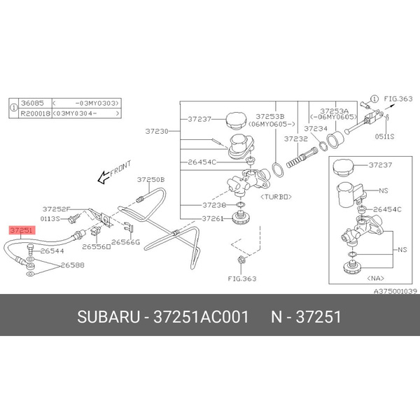 Шланг сцепления все модели с 2000 SUBARU 37251AC001 купить на OZON по ...