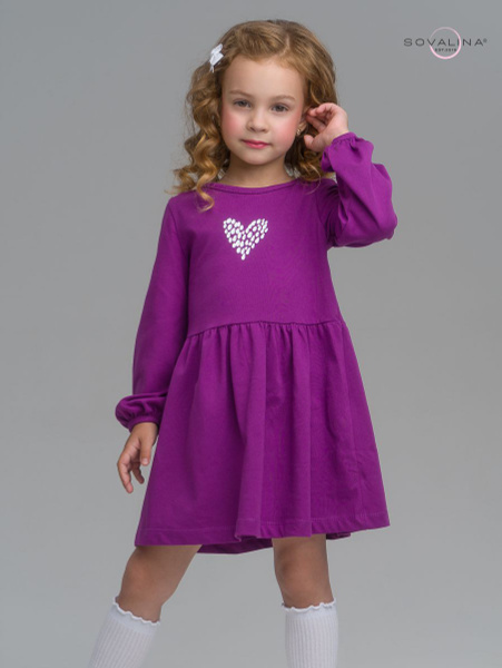 Платье Девочки SOVAlina сливовый, фиолетовый прямое Повседневный ...