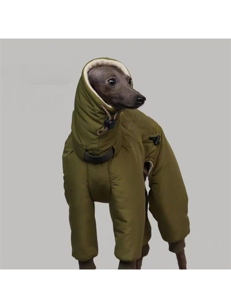 Теплый зимний комбинезон для крупных собак: утепленная куртка-трансформер для золотистого ...