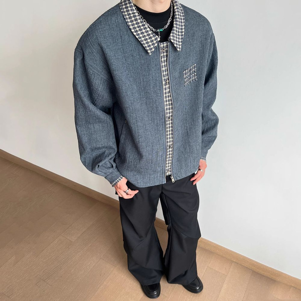 Куртка Мужской Женский Miu Miu Вышивка серо голубой лацканы размер 46 Длинный Демисезон Китай