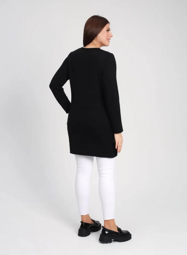 Туника Женский BONADI Повседневный Длинный Трикотаж черный, сиреневый Карманы, размер 58 ...