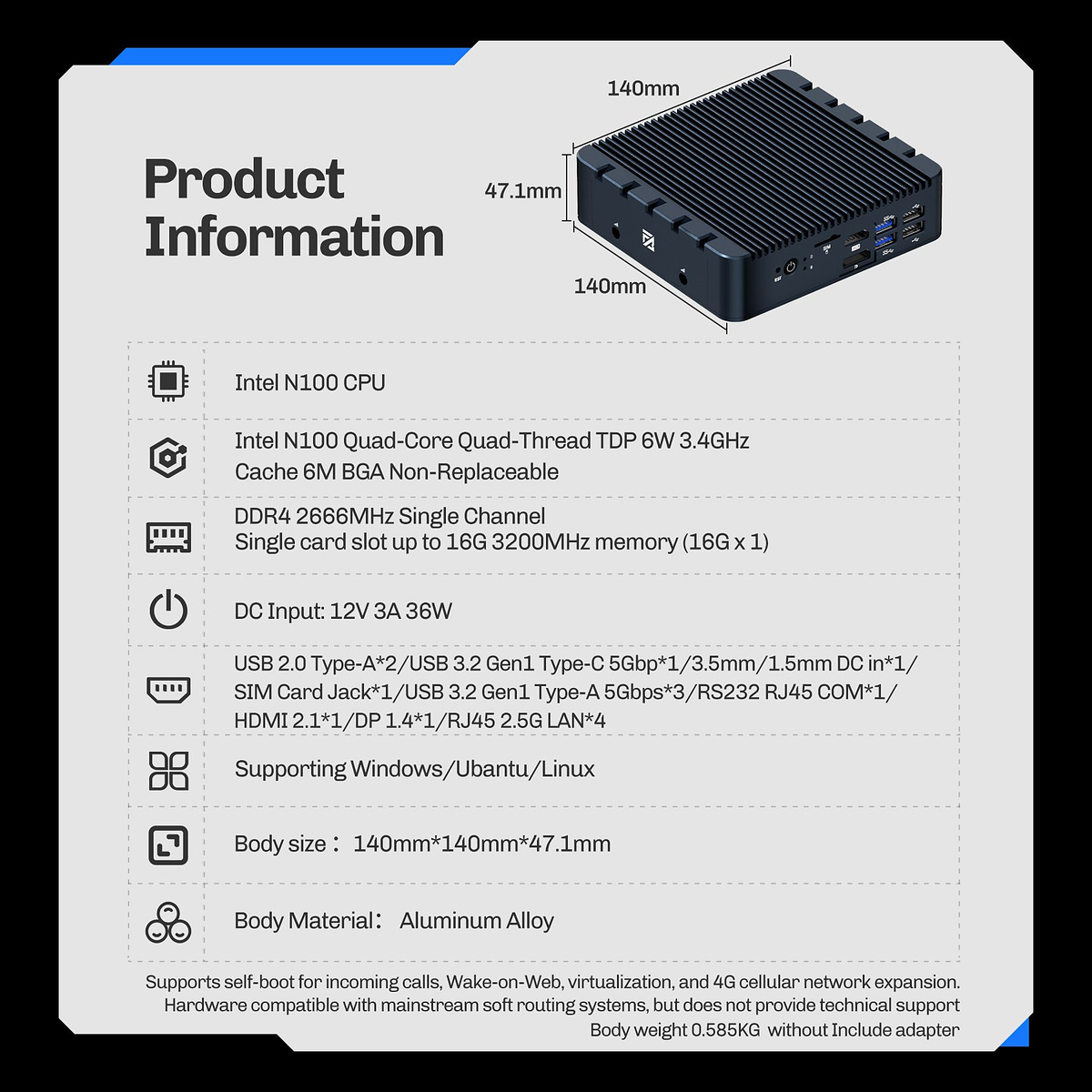 FIREBAT Мини-ПК (Intel Processor N100, RAM 8 ГБ, SSD 256 ГБ, Intel UHD ...