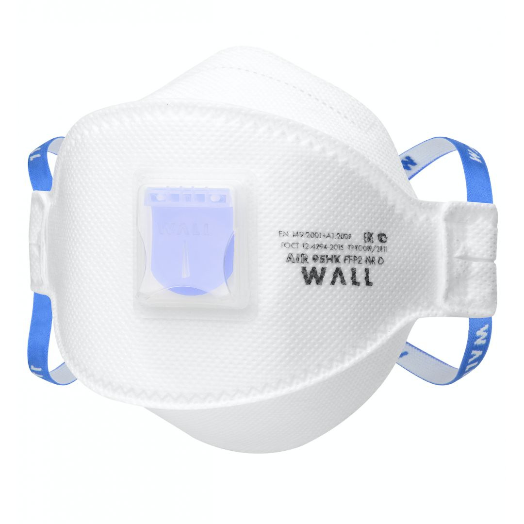 Респиратор полумаска трехпанельная WALL AIR 95HK FFP2 NR D с клапаном выдоха (3шт) 7-0028 купить ...