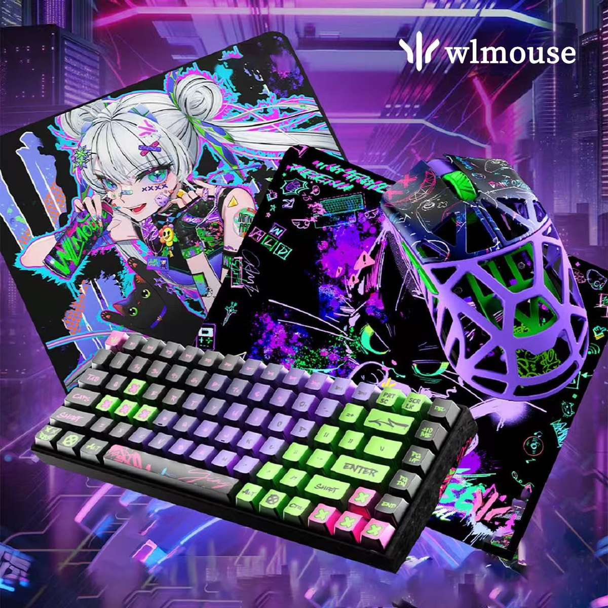 wlmouse Игровая клавиатура проводная wlmouse ying 75, Английская раскладка, фуксия, черно-серый ...