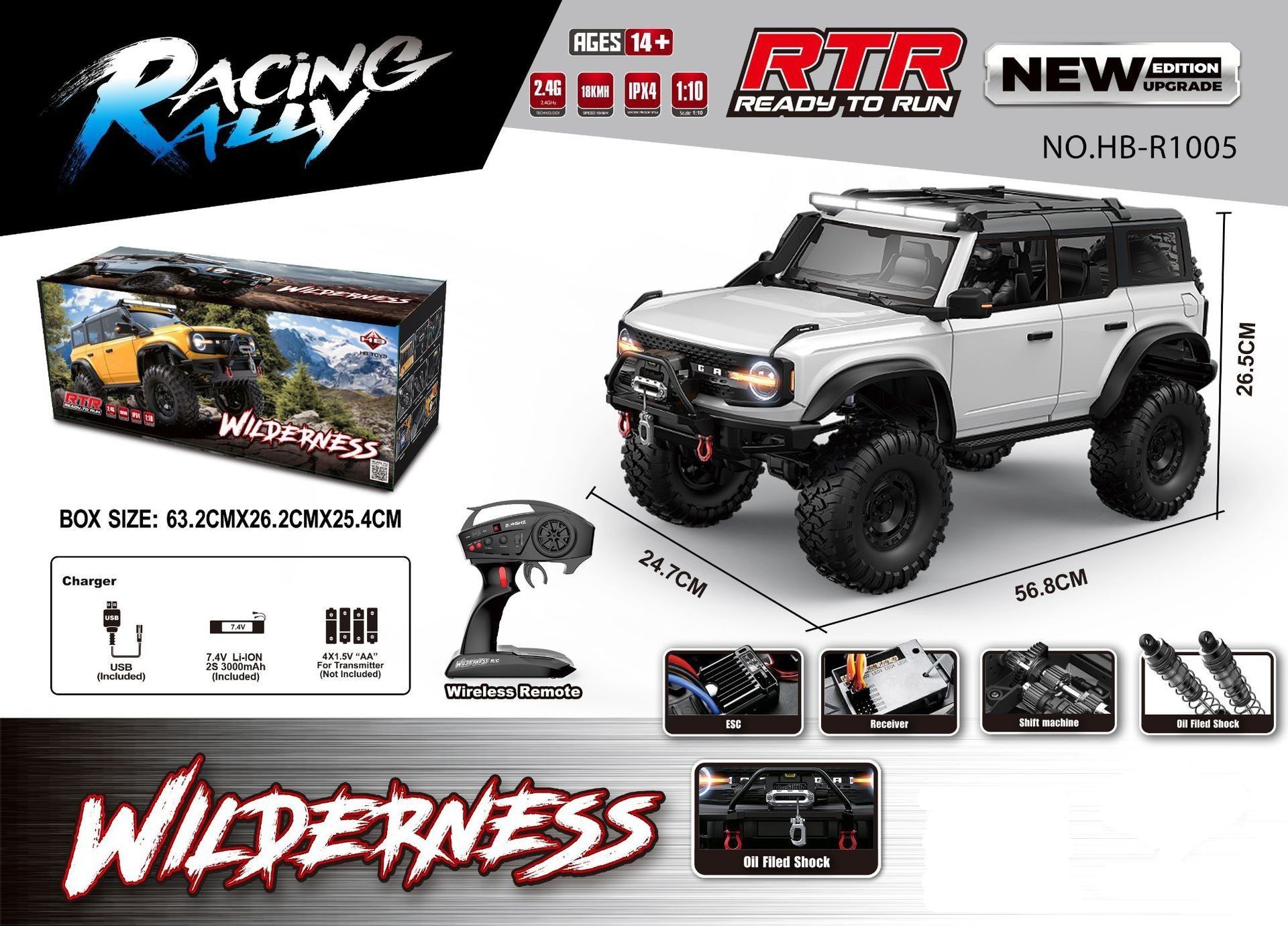 Fort 1/10 RC car HB-R1005, 4WD,с радиоприемником 2,4 ГГц,зарядным ...