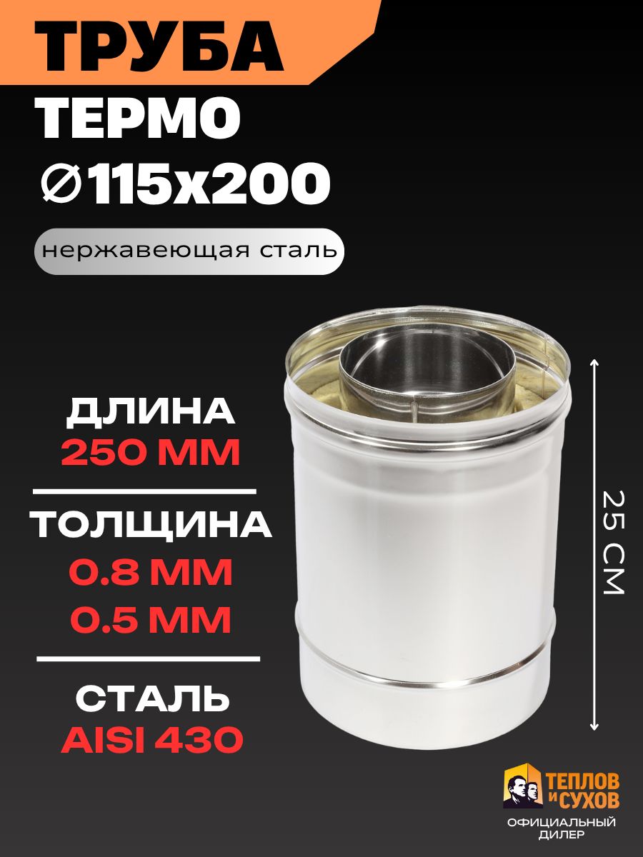 Сэндвич ТРУБА для дымохода 115х200 мм утепленная 0 25 МЕТРА из
