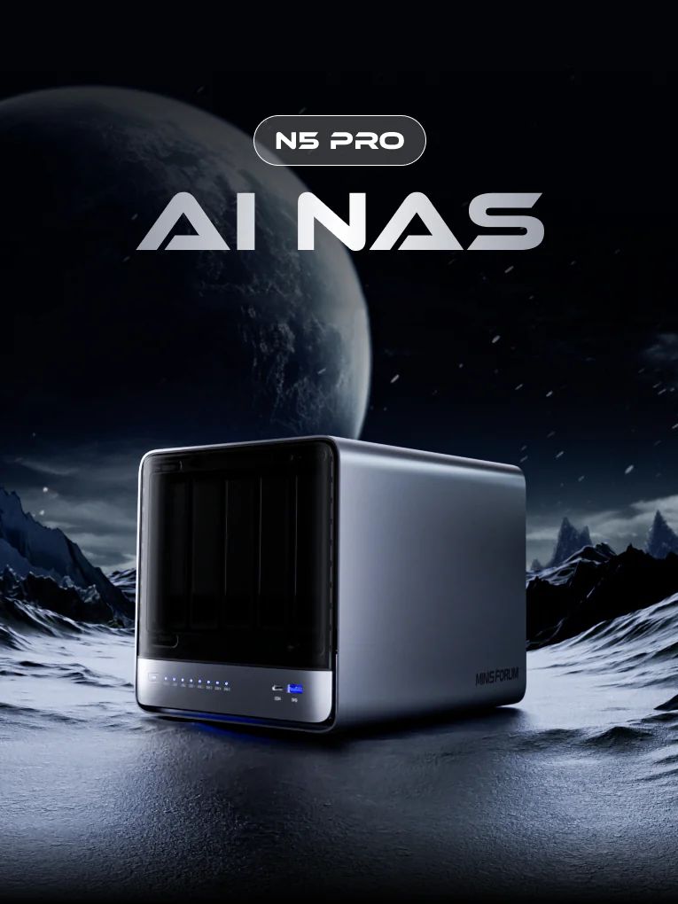 MINISFORUM Мини-ПК N5 PRO NAS (AMD Ryzen AI 9 HX PRO 370, RAM 32 ГБ ...