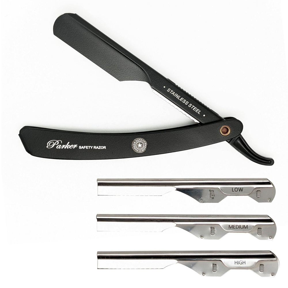 Parker PTABK Профессиональная опасная бритва + 3 регулируемые насадки ...