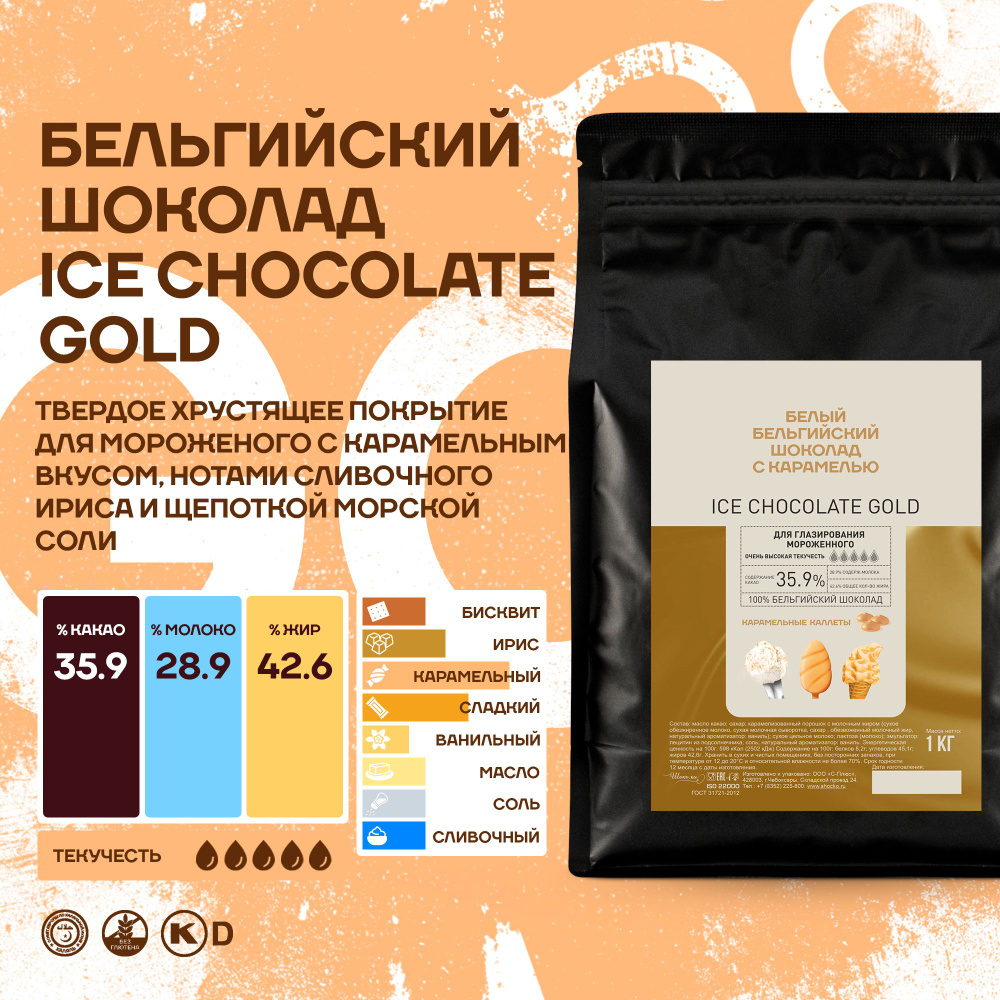 Бельгийский карамельный шоколад кондитерский для мороженого Ice ...