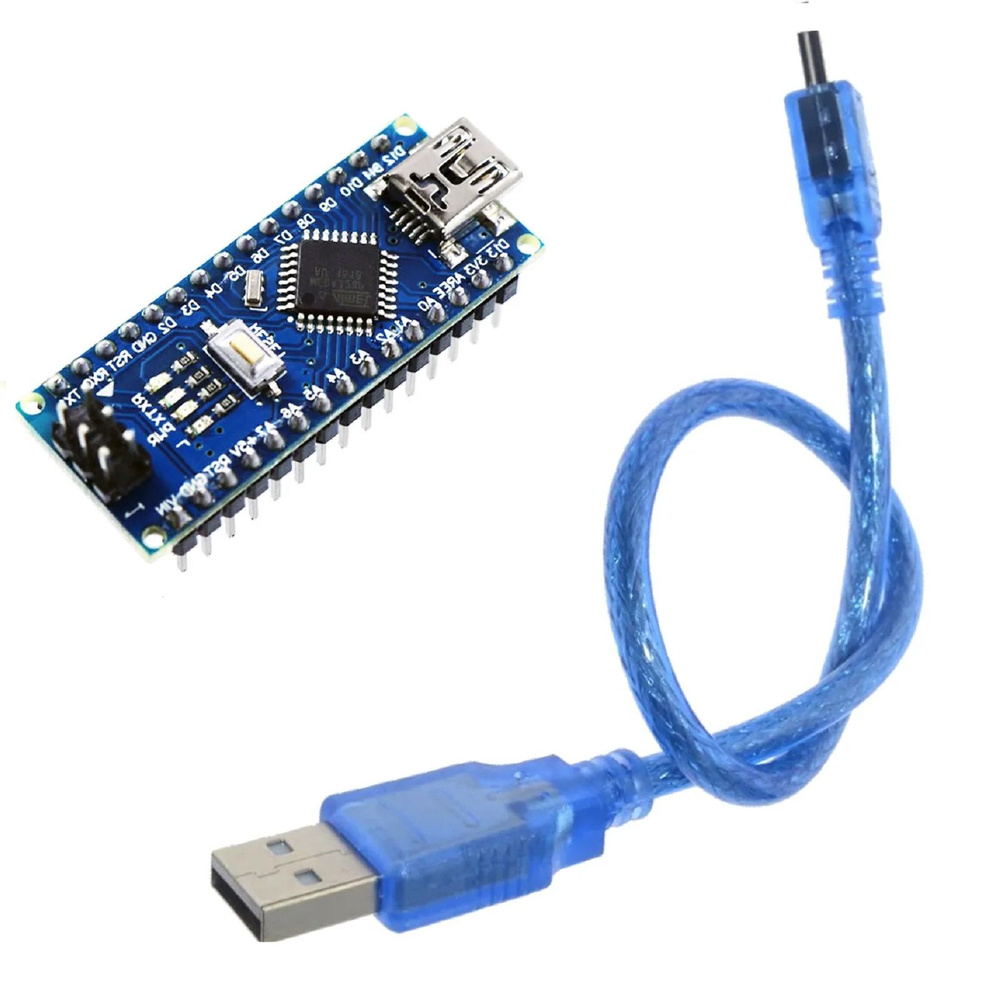 Контроллер Arduino Nano R3 Ch340g контакты припаяны кабель Usb
