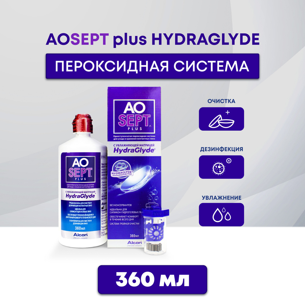 Раствор для линз AOSEPT plus HYDRAGLYDE, 360 мл. пероксидная система - купить с доставкой по ...