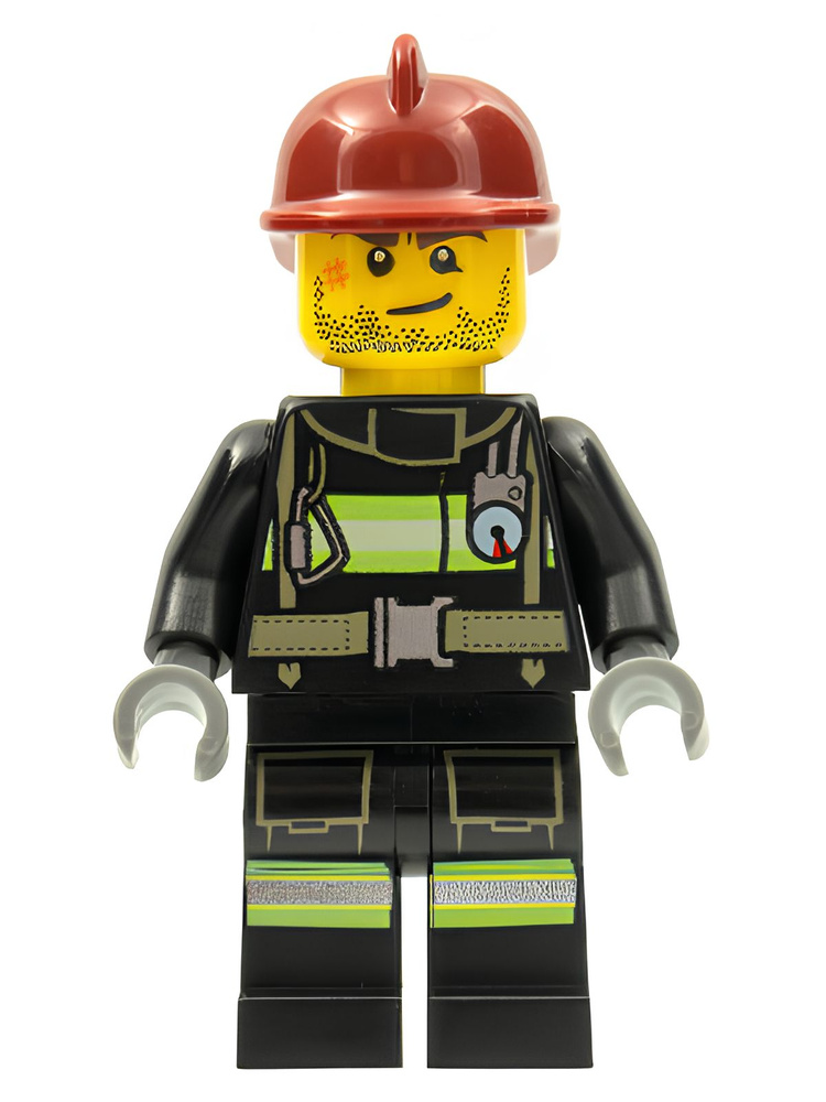 Минифигурка Lego Fire - Reflective Stripes with Utility Belt, Dark Red ...