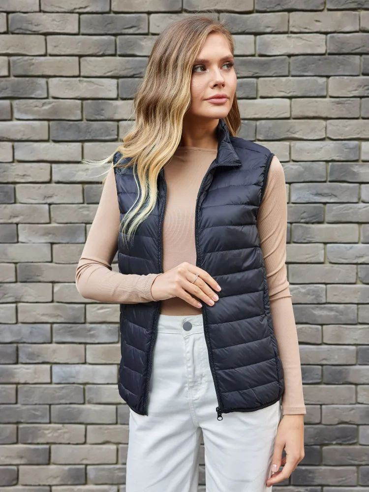 Жилет утепленный Женский, Мужской GSOG Молния черный, размер 48 Нейлон ...