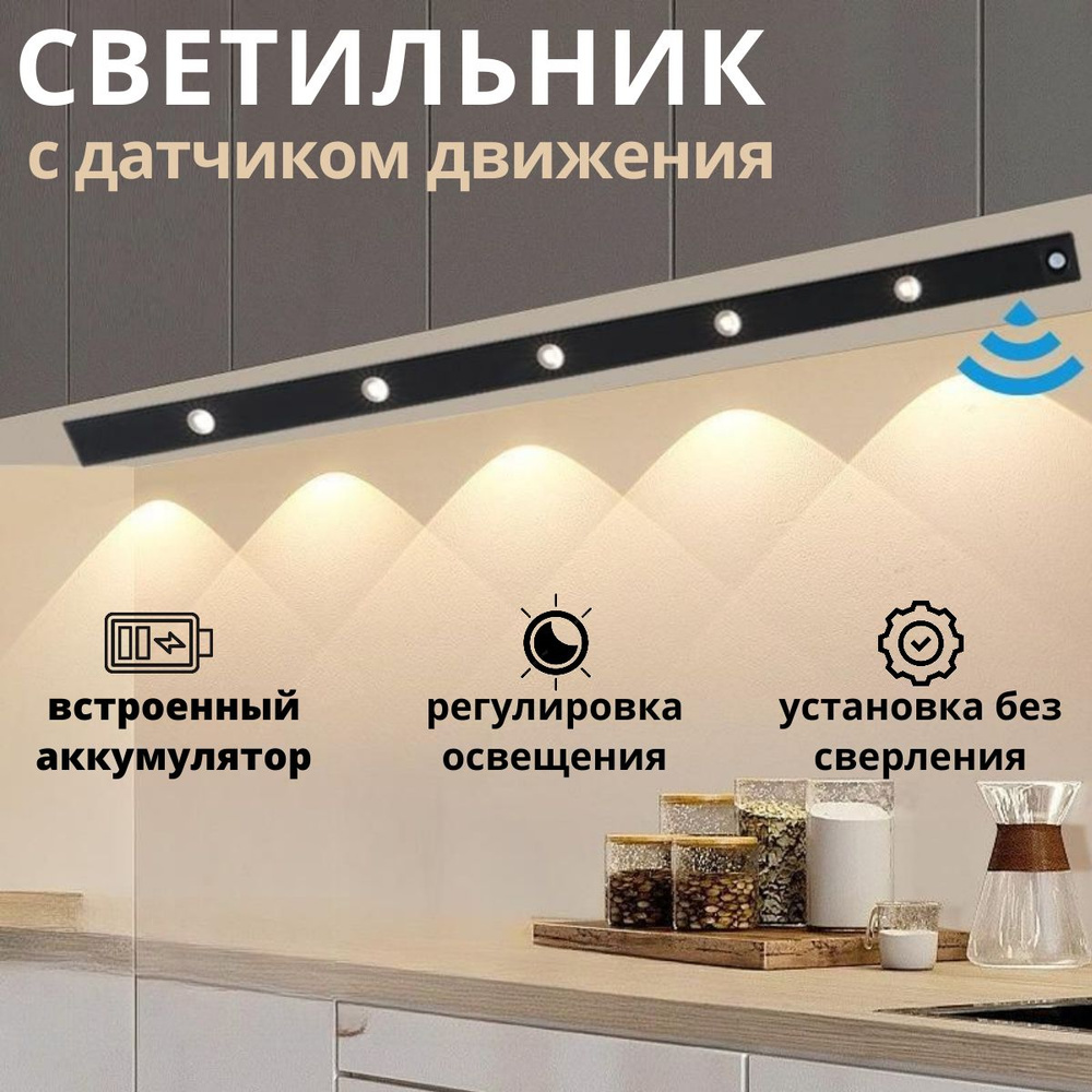 Беспроводной светодиодный светильник с датчиком движения на клипсах ...