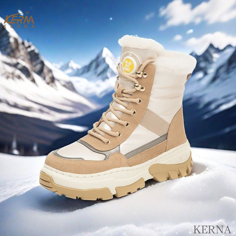 Дутики Женский KERNA белый Мех искусственный Зима Шнурки D Россия Шнуровка Платформа Толстая ...