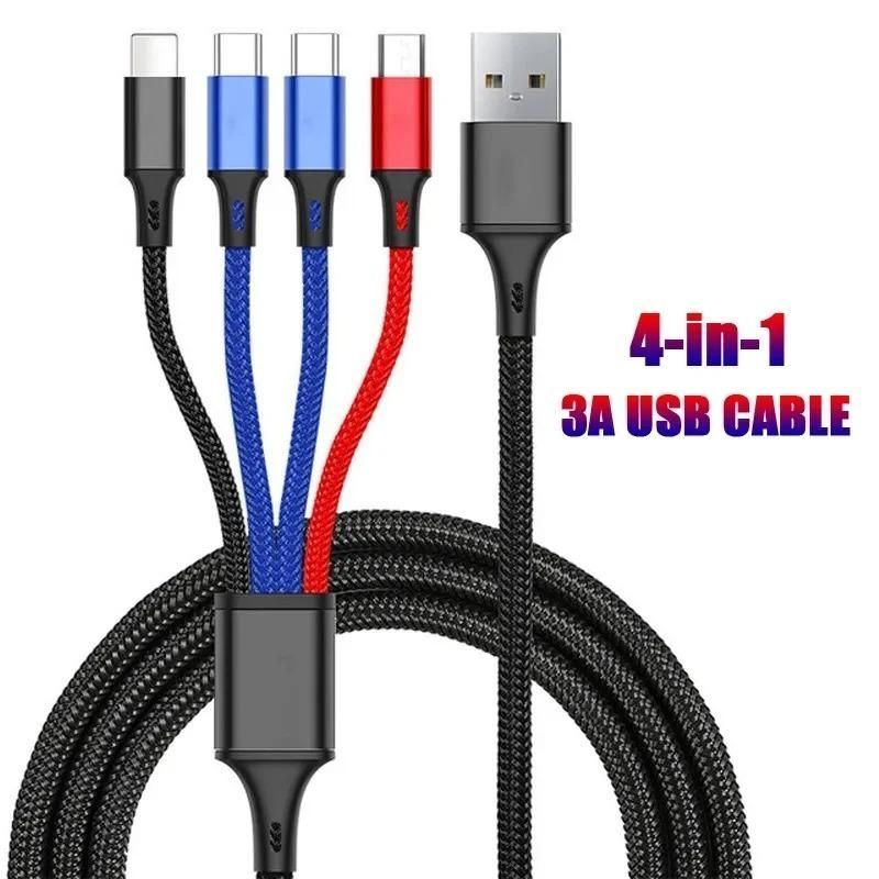 Кабель Для Зарядки Данных 4 в 1 Micro Usb Type C кабель Для Быстрой Зарядки купить на Ozon по