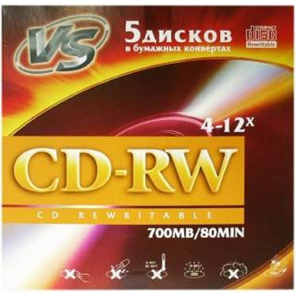 Vs Диск CD - RW 80 4 - 12x конверт 5 620175 купить на OZON по низкой цене (1835704842)