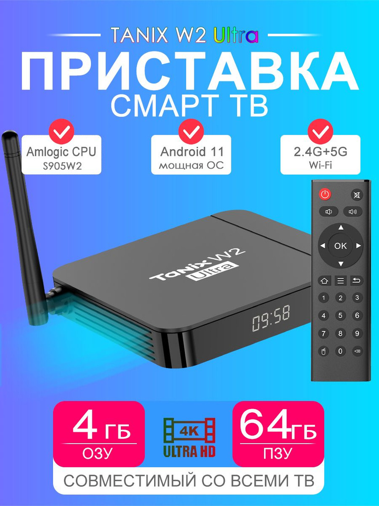 Медиаплеер Tanix W2 Ultra 4/64GB S905W2 смарт ТВ приставка Android 11 Караоке система купить на ...
