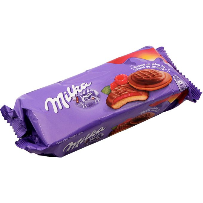 Печенье MILKA бисквитное с начинкой "Малиновое желе" покрытые молочным ...